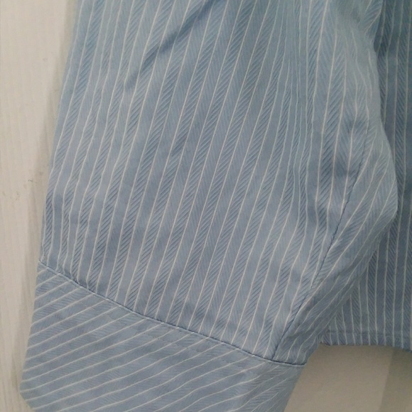 Tops | Light Blue And White Pin Stripe Buton Up Fitted | Poshmark